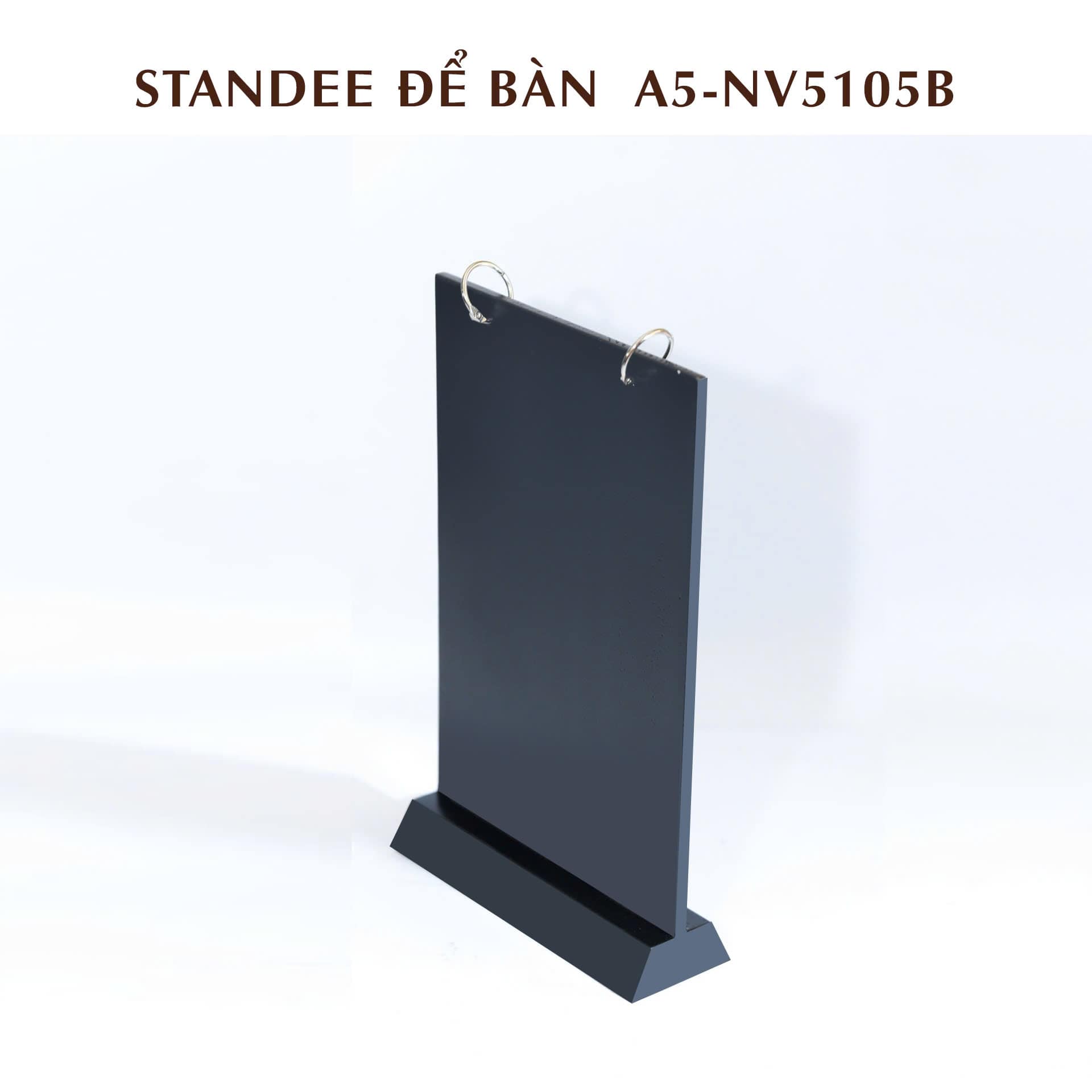 Menu để bàn dạng lật, có khoen, chân gỗ - menu quán cafe A5-NV5105